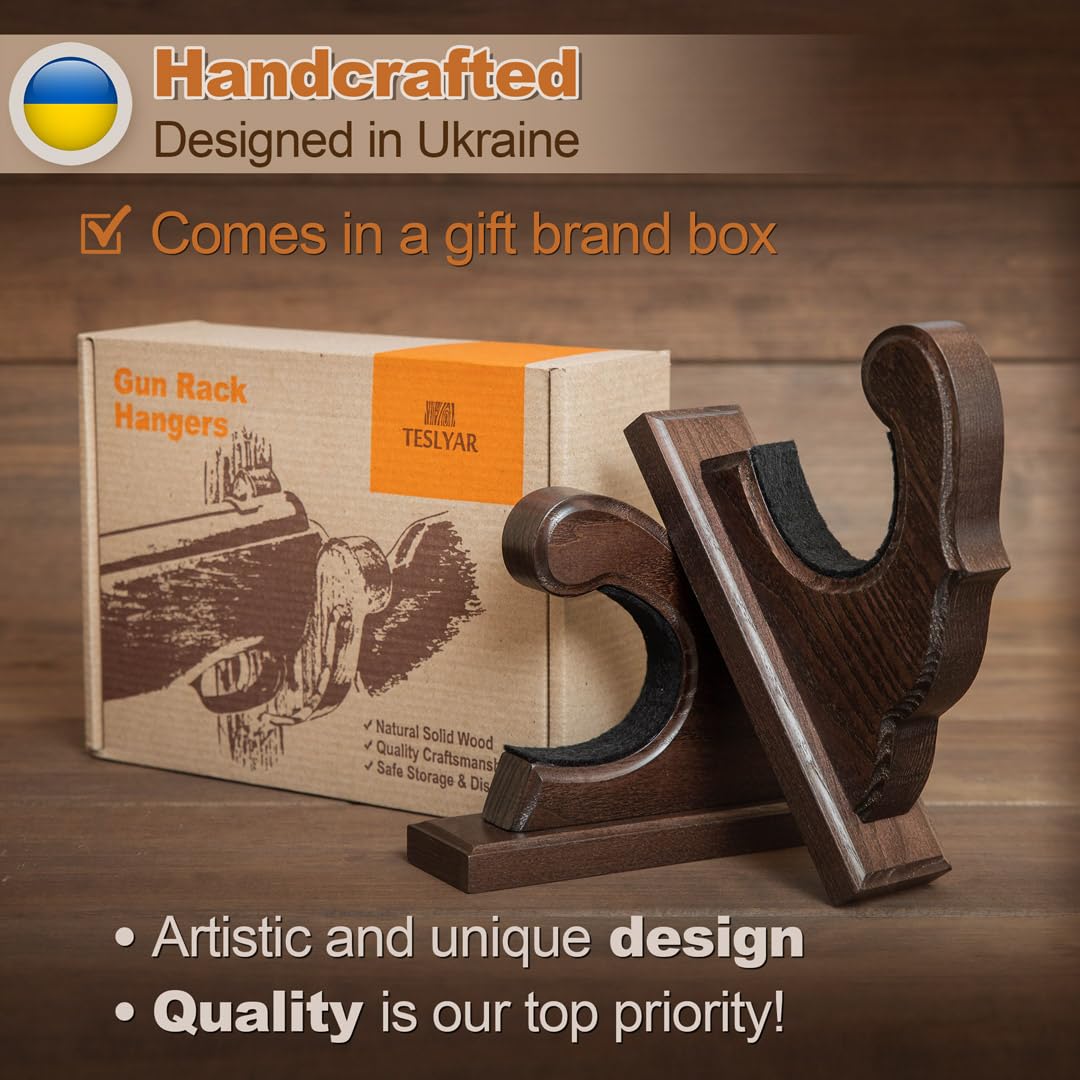 Snapklik.com : Gun Wall Mount - Figured Rifle Hooks, Wooden Gun Rack ...