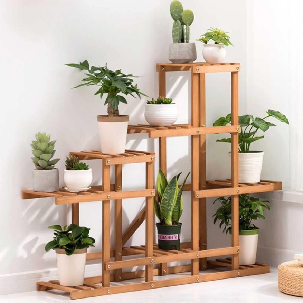 BAKAJI Scaffale Porta Vasi Piante Fiori con Ripiani Struttura in Legno ...