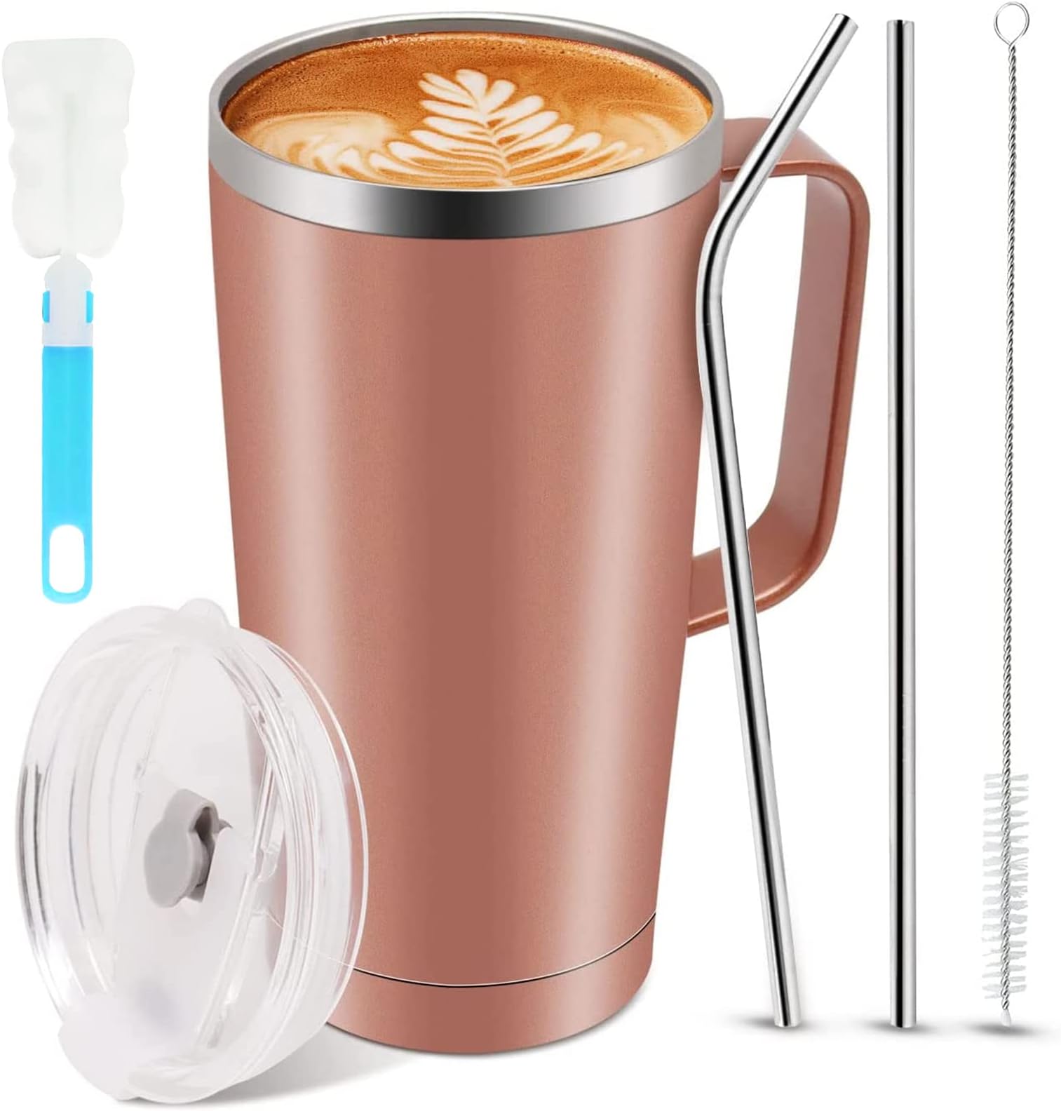 Vaso Térmico de Acero Inoxidable, 20 oz Taza de café de Asa con Tapa MagSlider, Taza Termo Con ...