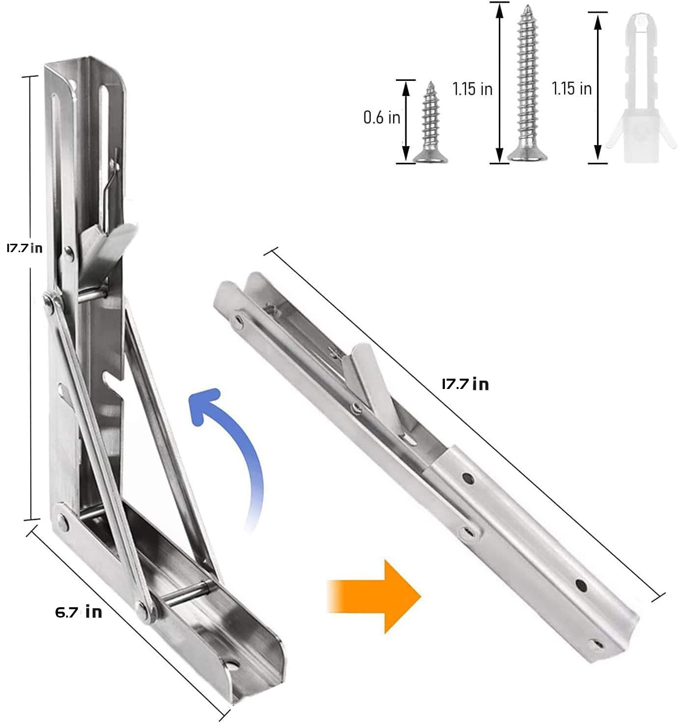 Snapklik.com : Folding Shelf Brackets 18 Inch 4 Pcs - Heavy Duty ...