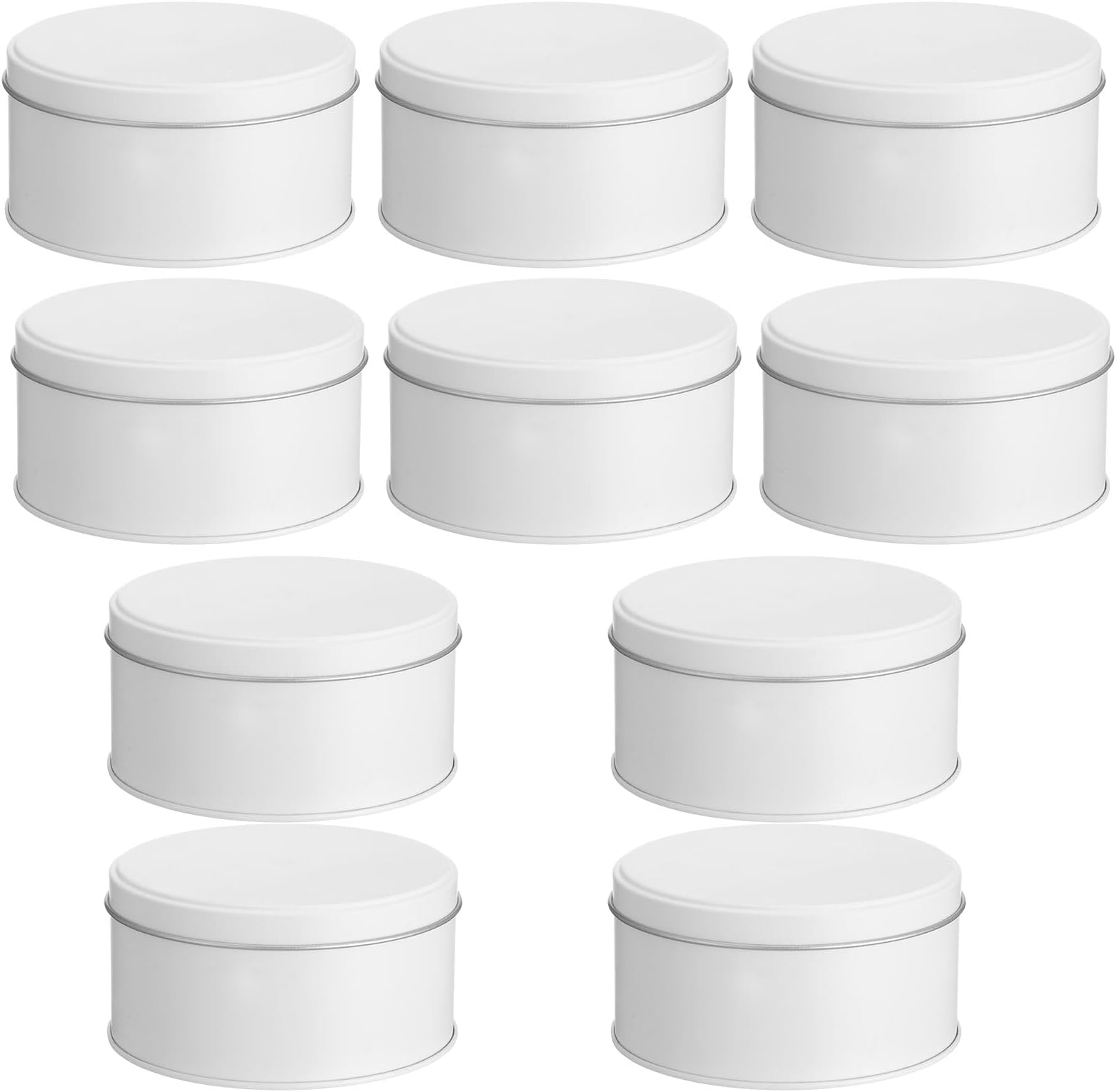 Amazon.com: Hicarer 10 Pack Pure White Cookie Tins with Lids Round Mini ...