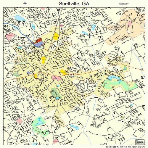 Large Street & Road Map of Snellville, Georgia GA - Printed poster size ...