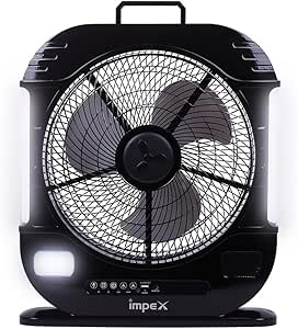 Impex BREEZE D7 3-Blade Rechargeable Fan With LED Light Lamp Black with ...