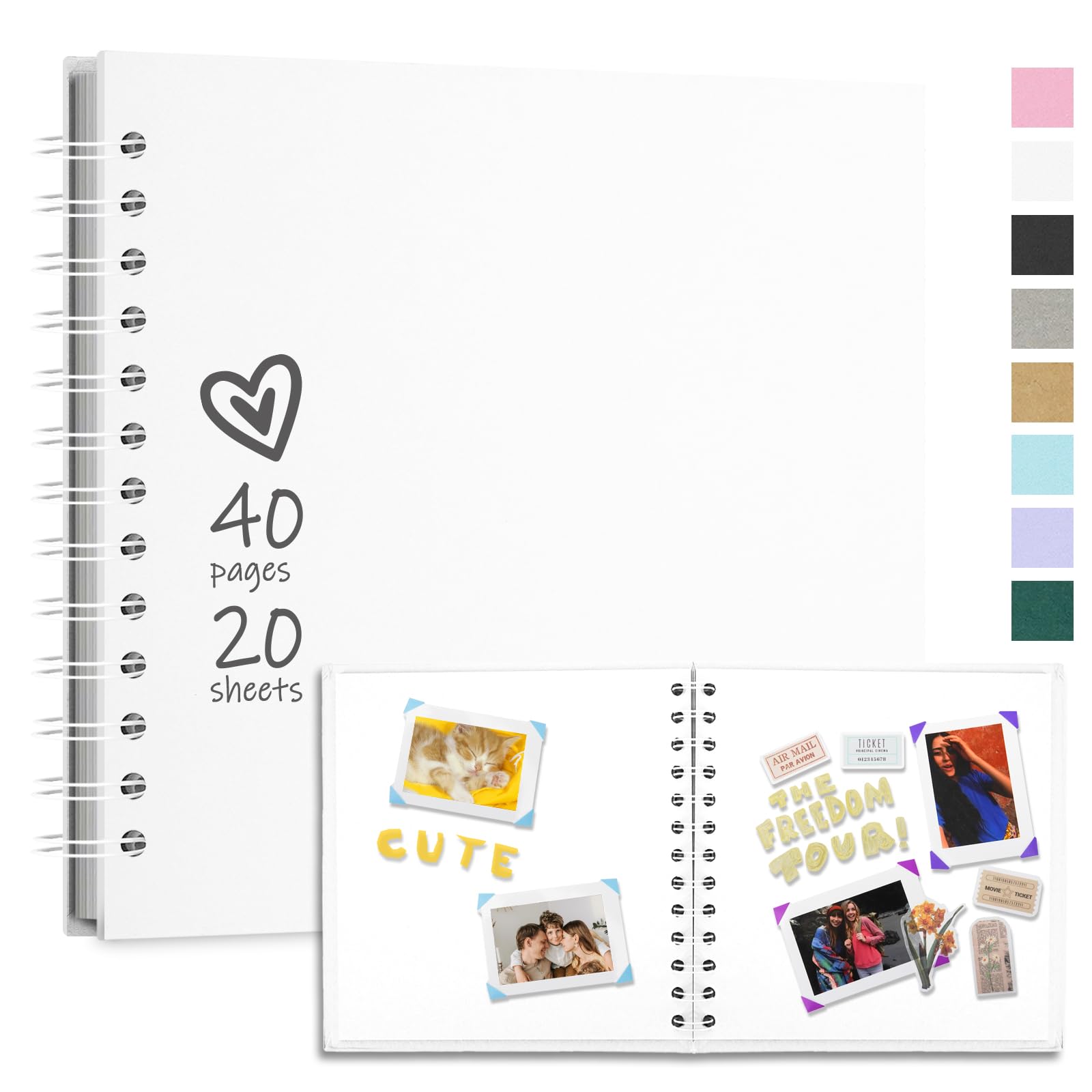 Vienrose 18 x 18 cm Scrapbook 40 Pages Photo Album, Hard Cover Kraft ...