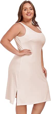 MOSCOAL Plus Size Full Slip for Women Under Dress Slips Wide Straps ...