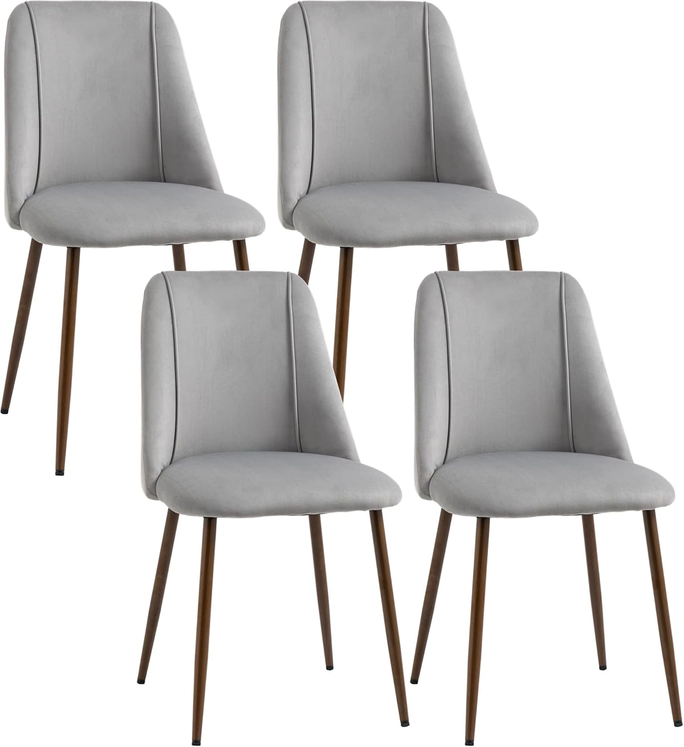 HOMCOM Dining Chairs Set of 4, Modern Kitchen Chair with Velvet-Touch ...