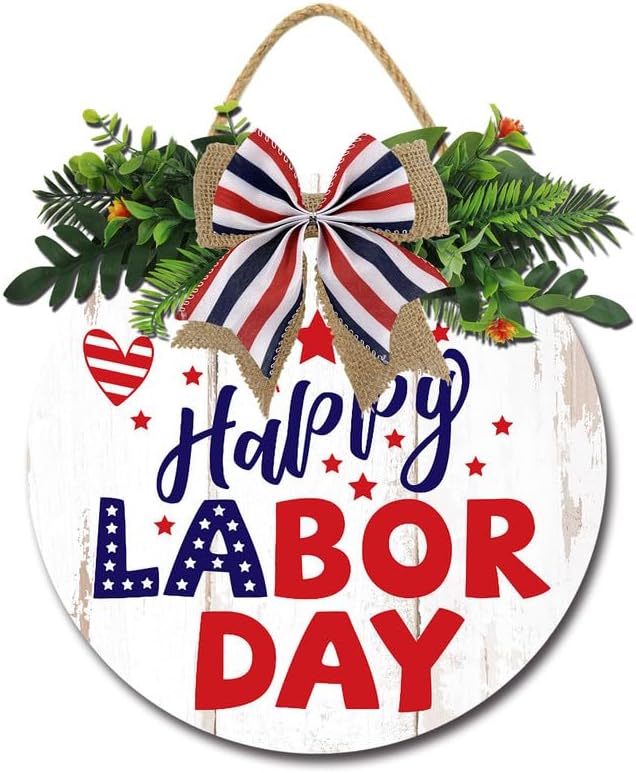 Amazon.com: FemiaD Labor Day Decoration Happy Labor Day Wood Sign Round ...