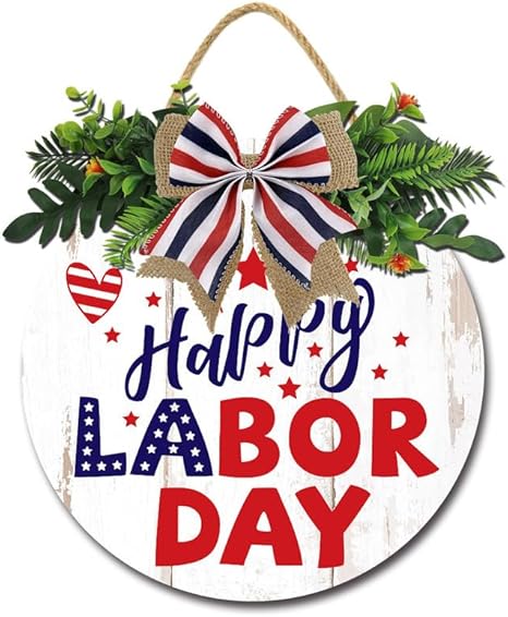 Amazon.com: FemiaD Labor Day Decoration Happy Labor Day Wood Sign Round ...