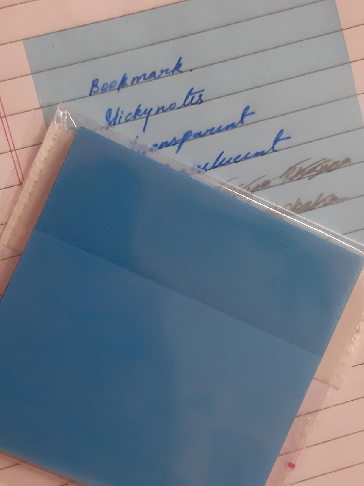 GLUN® Transparent Sticky Note Pad, 100 Sheets Neon Blue Multicolour ...