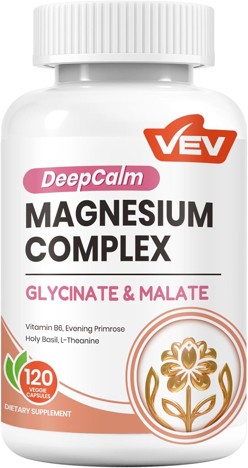 Amazon.com: VEV DeepCalm Magnesium Complex for Women – Glycinate, Malate, B6, L-Theanine & Holy ...