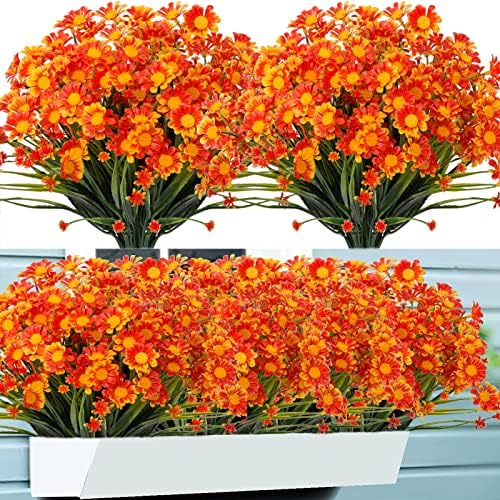 Amazon.com: Amajoy 10 Bundles Artificial Daisy UV Resistant Artificial ...