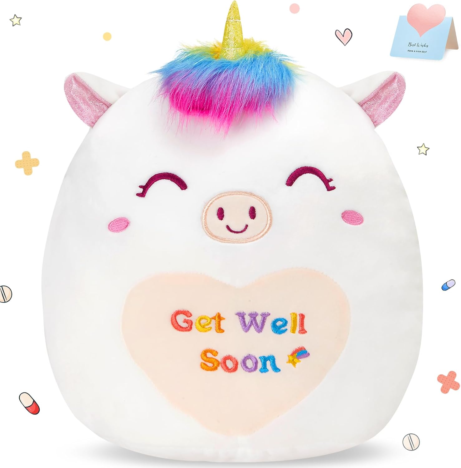 Amazon.com: Athoinsu 12" Get Well Soon Unicorn Plush Pillow Soft Sofa ...