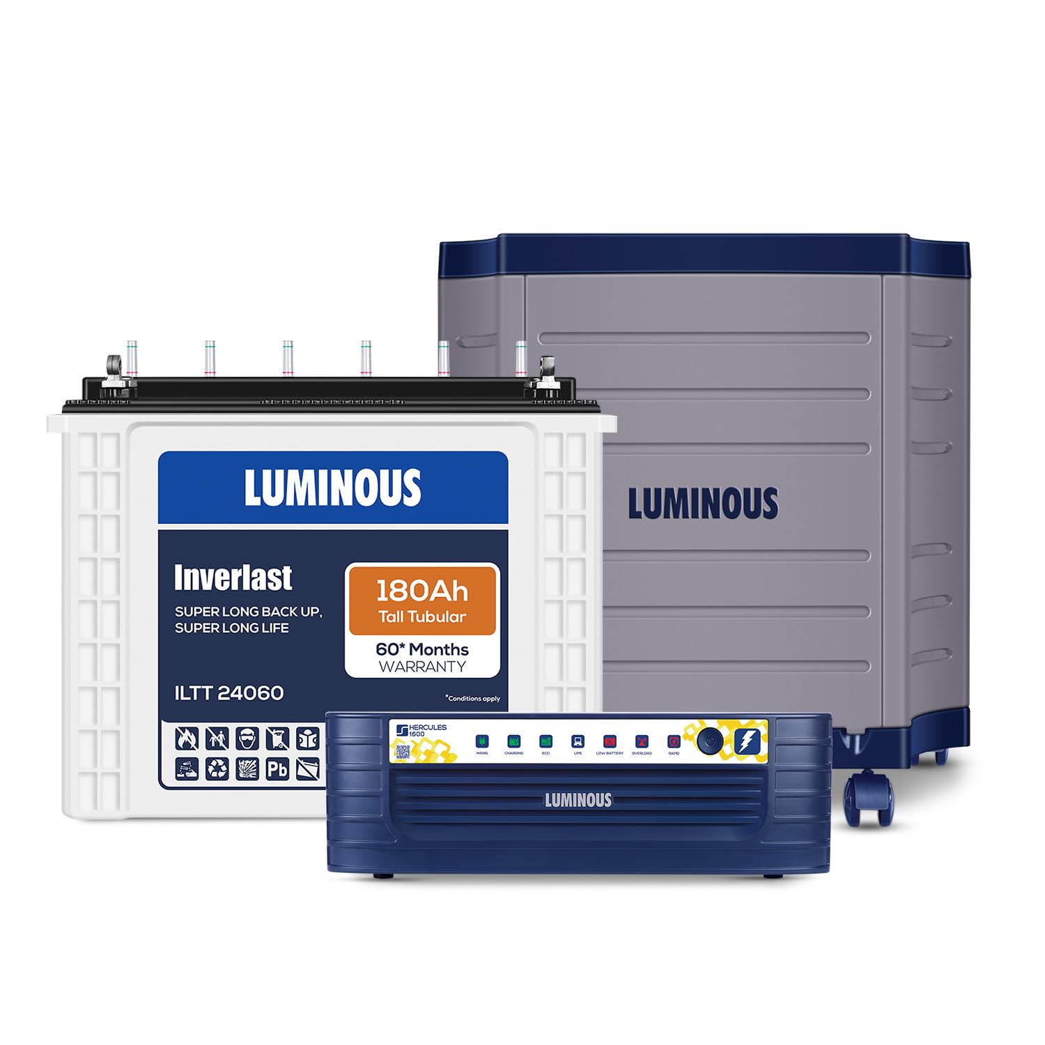 Luminous Inverter & Battery Combo (Hercules 1600 Square Wave 1500VA/12V ...