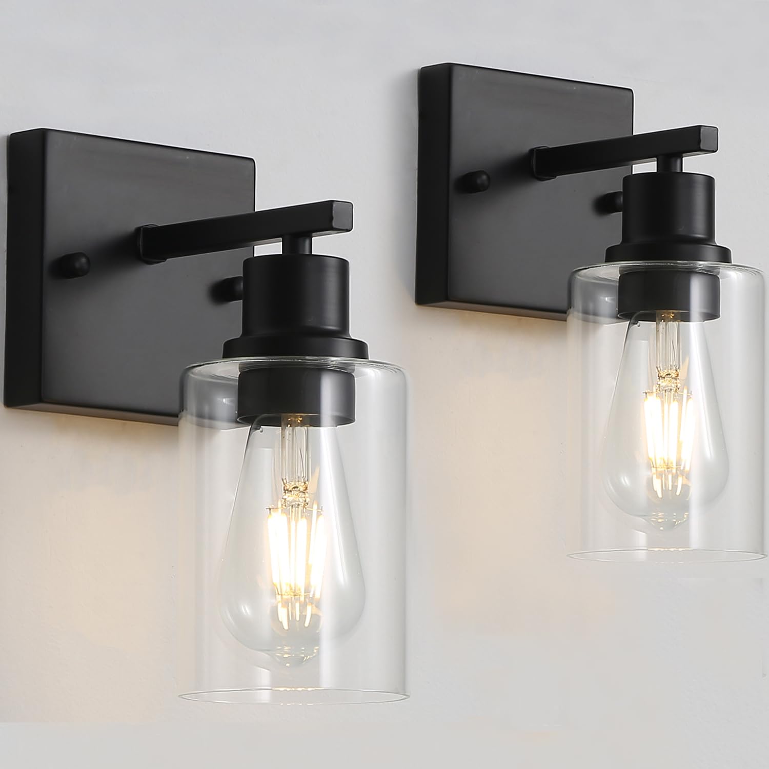 Jodauirt Bathroom Light fixtures Set of 2,Matte Black Vanity Lights ...