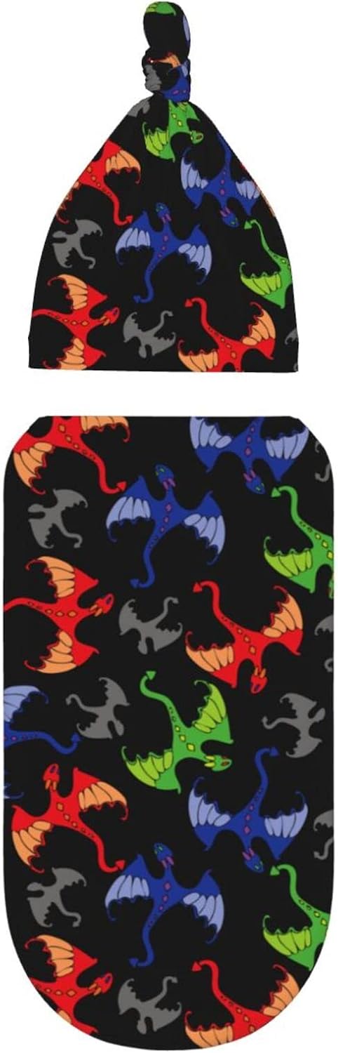 Amazon.com: ALYYDFF Cute Cartoon Dragons Black Newborn Swaddle Blankets ...