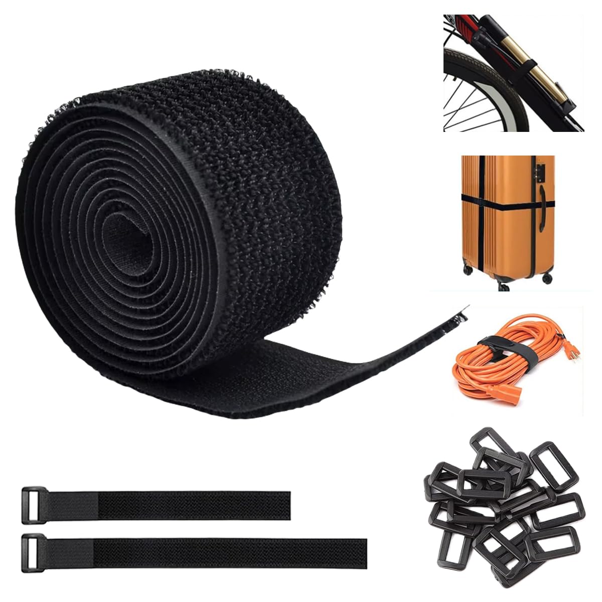 Amazon.com: 12ft 2 inch Wide Hook and loop Straps with 10 Plastic ...