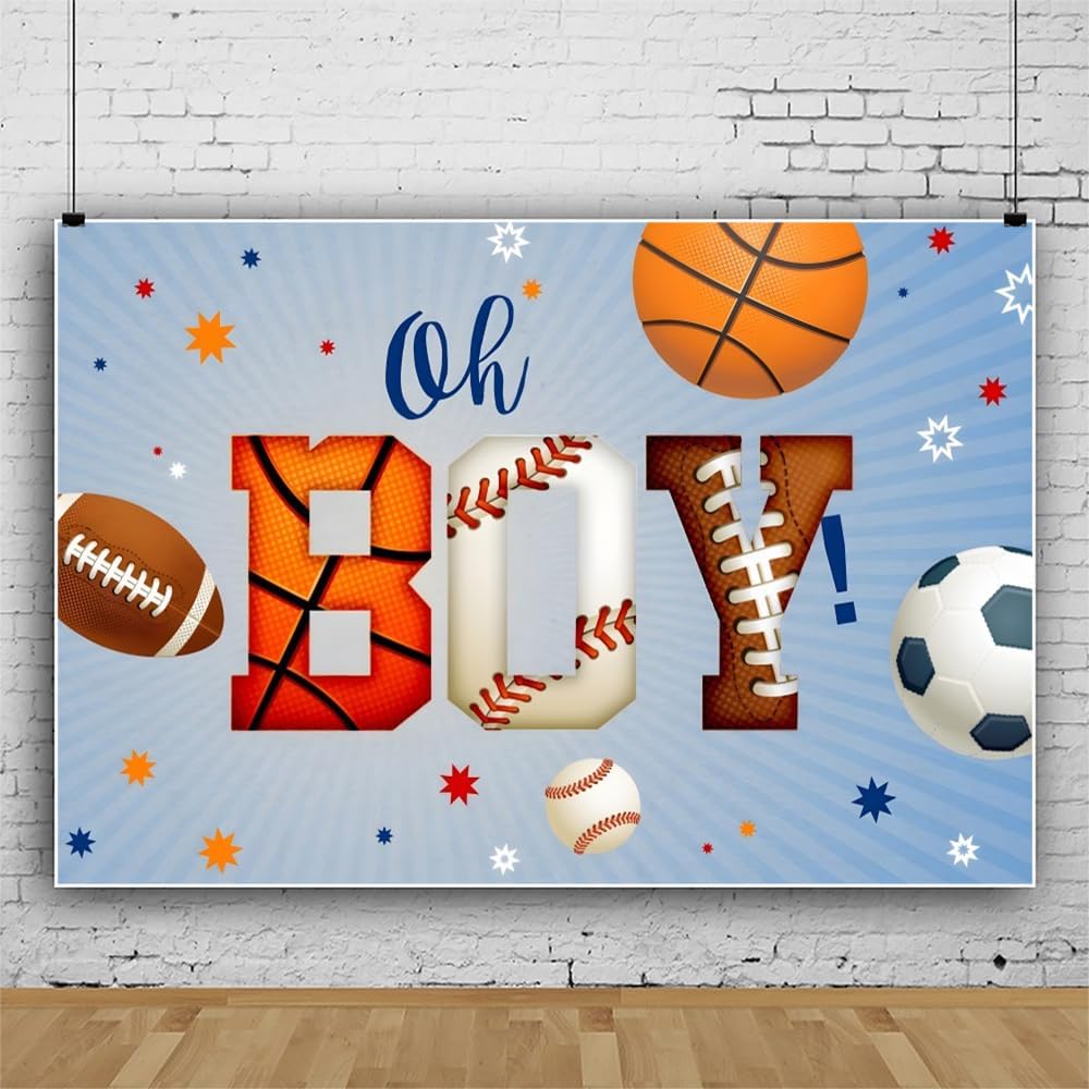 Amazon.com : Vinyl 7x5ft Oh Boy Backdrop Sports Theme Baseball Photo ...