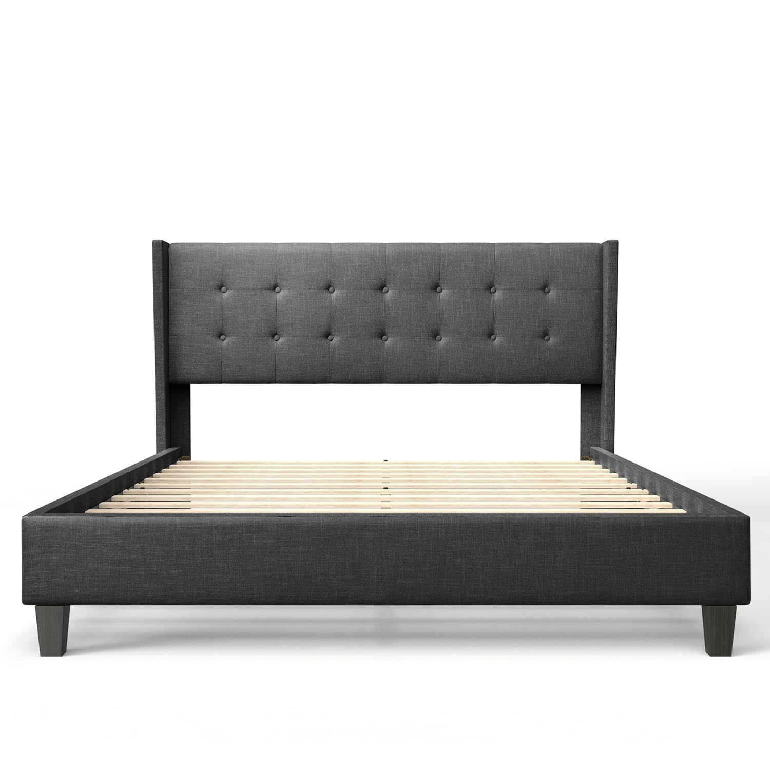 Snapklik.com : BONSOIR Full Size Dark Grey Bed Frame Upholstered ...