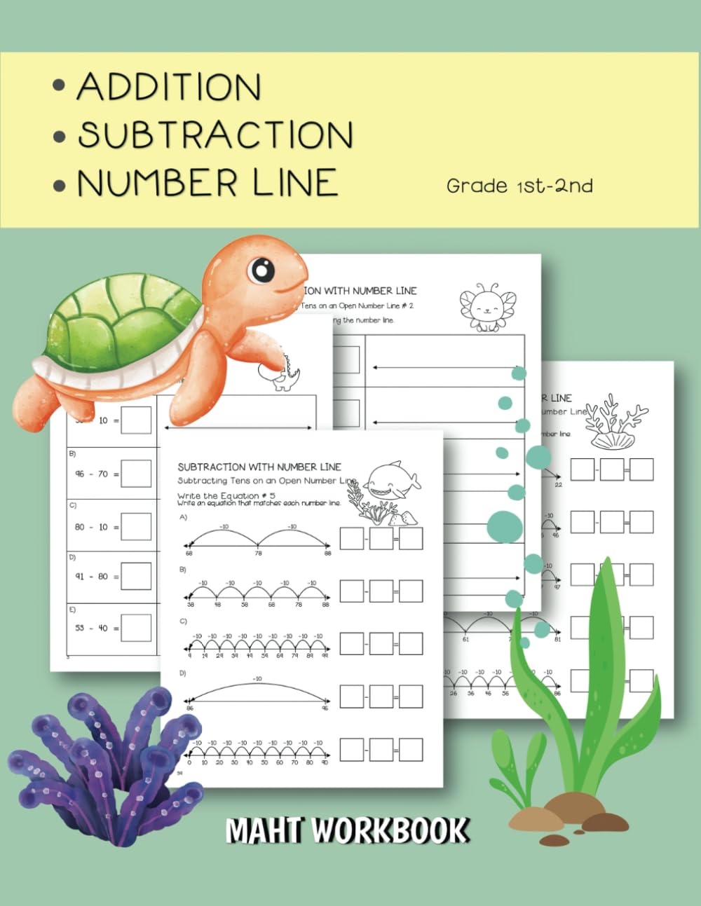 Math Workbook Addition Subtraction Number Line Grade 1st-2nd: Math ...