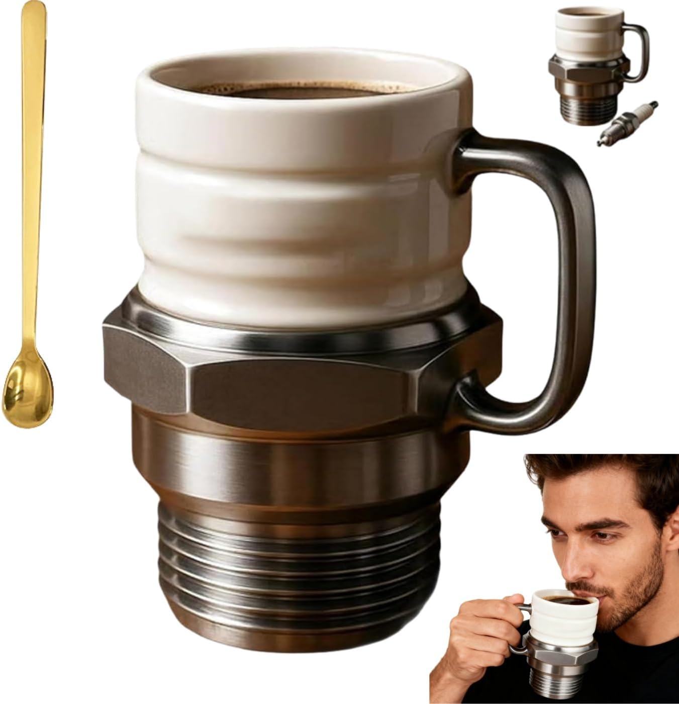 Spark Plug Mug, Novelty Spark Plug-Shaped Coffee Cup, 12 Ounce Creative ...