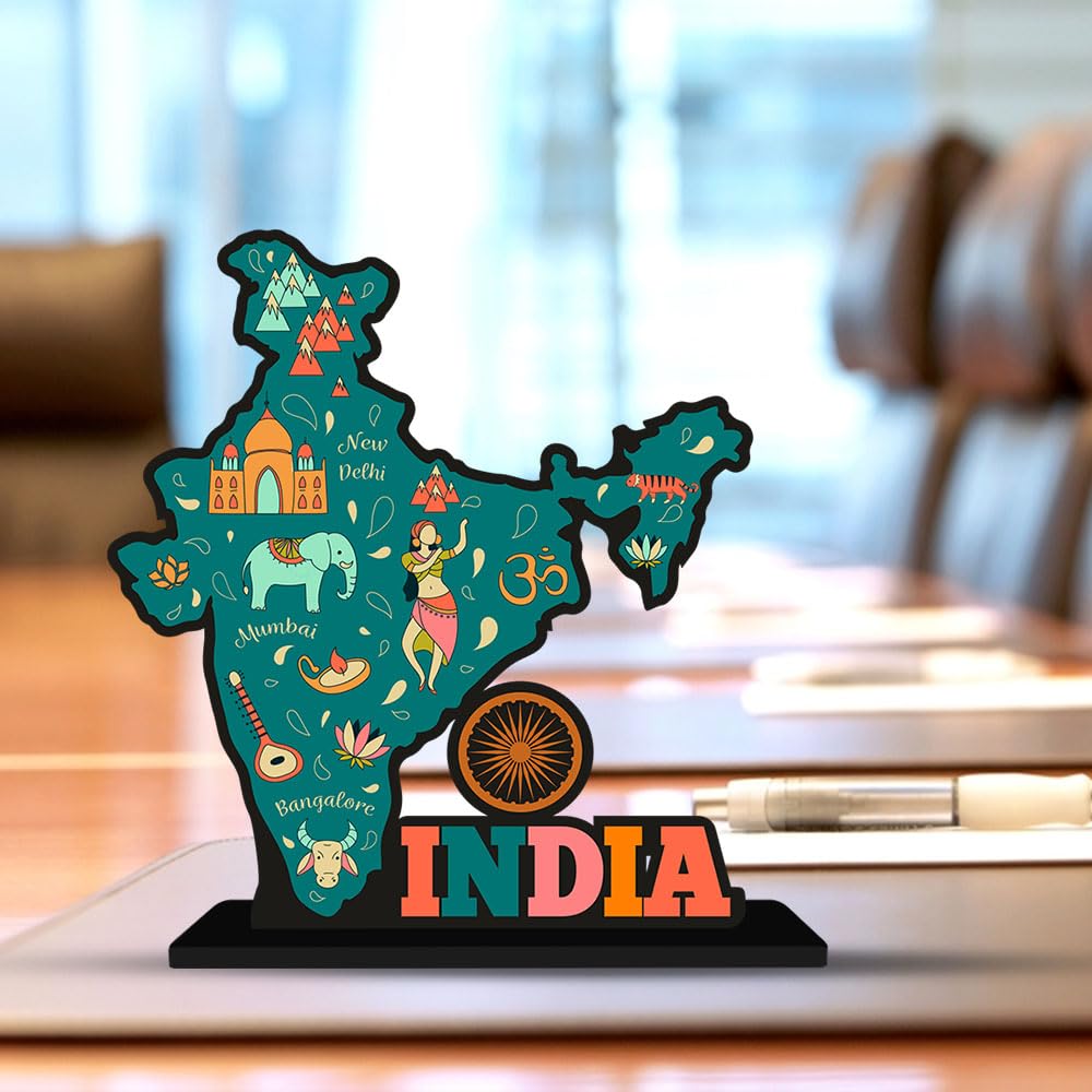 Buy Art Vibes Wooden Idols And Fantasy Figurine India Map Designer ...
