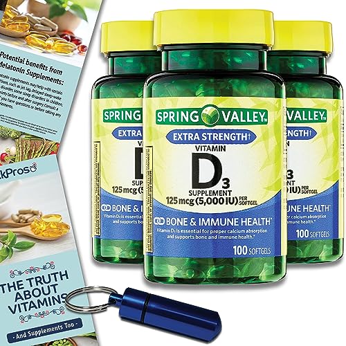 Snapklik.com : Spring Valley Vitamin D3 Softgels, 5000 IU, 300 Count Bundle