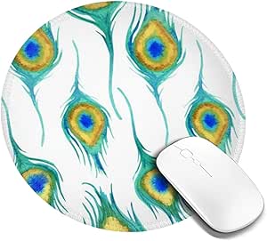 Amazon.com: Green Peacock Feather Pattern Round Gaming Rubber Base ...
