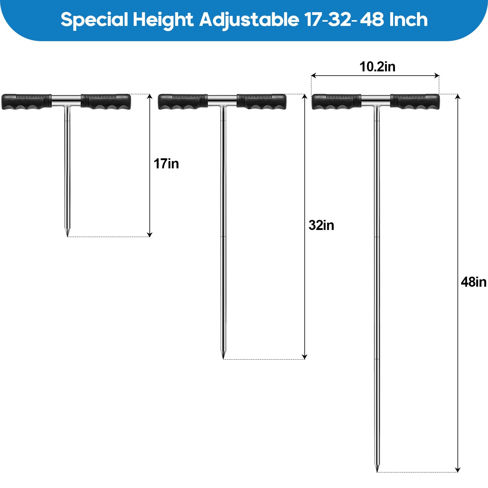 Survey Rod Tip Stainless Steel Soil Probe, Adjustable Ground Rod Tool ...