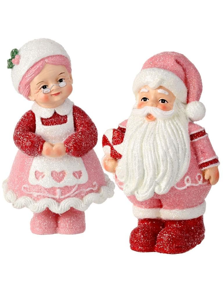 Amazon.com: 6" Red Pink Candy Sweet Santa and Mrs Claus Christmas ...
