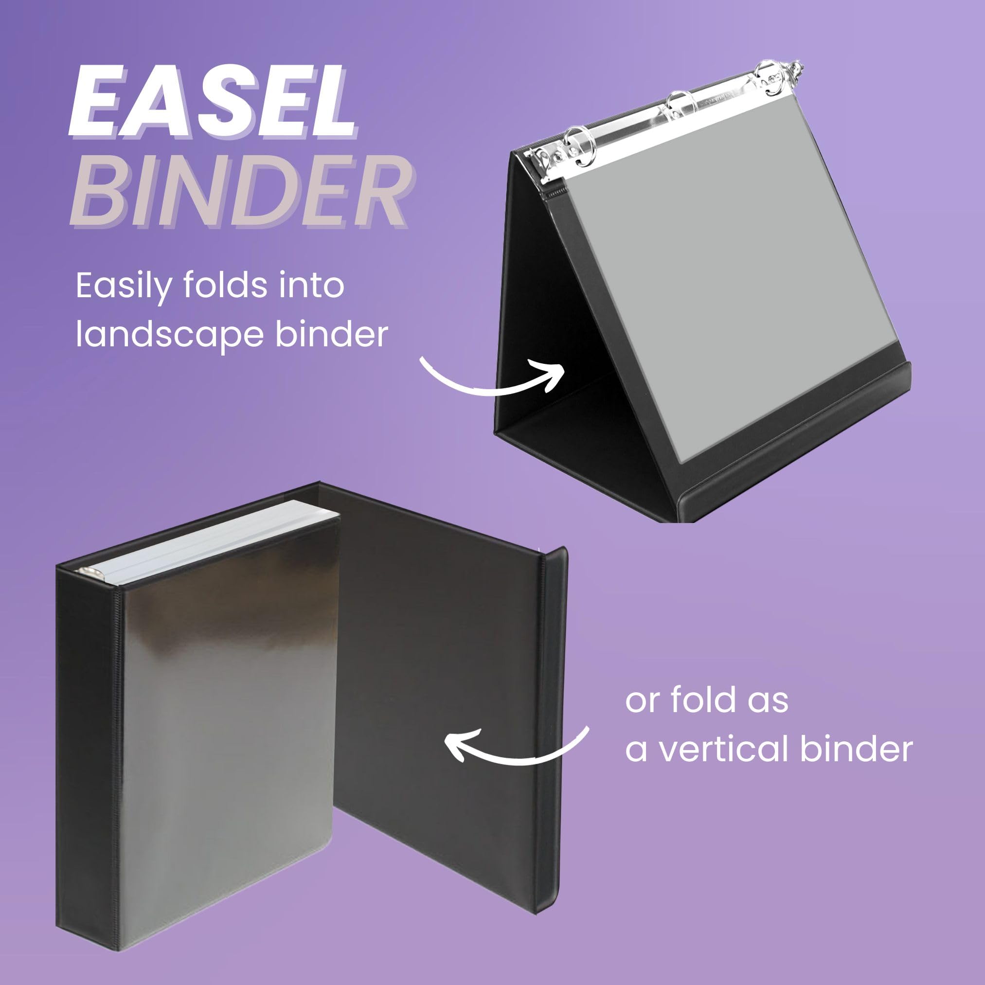 Snapklik.com : Black Easel Binder - 1.5" Round Ring Flip Display Easel ...