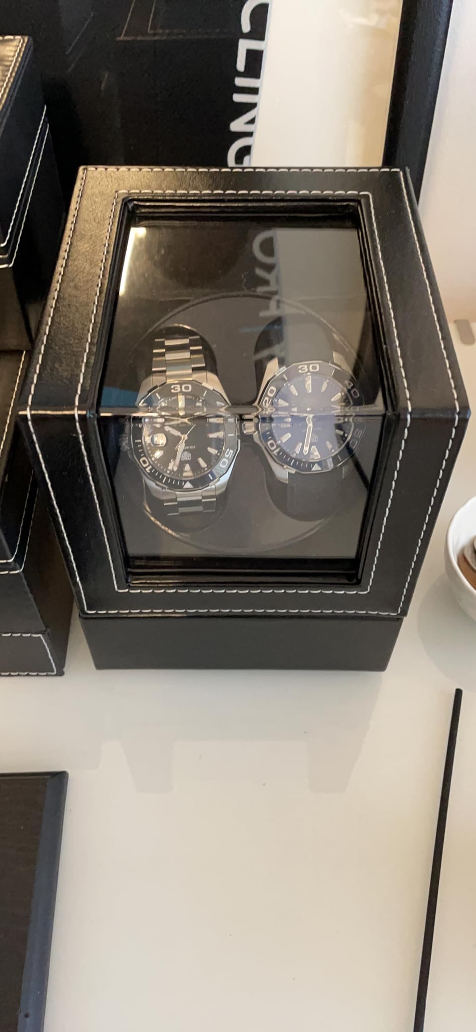 Double Automatic Watch Winder Box For 2 Watches Turner Rotator Case ...