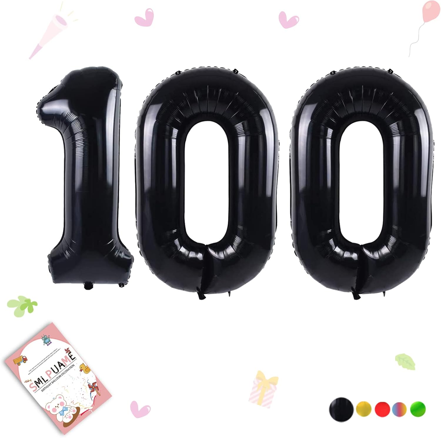 Amazon.com: Smlpuame 40 inch Number Balloon 0-9 Black Large Number 100 ...