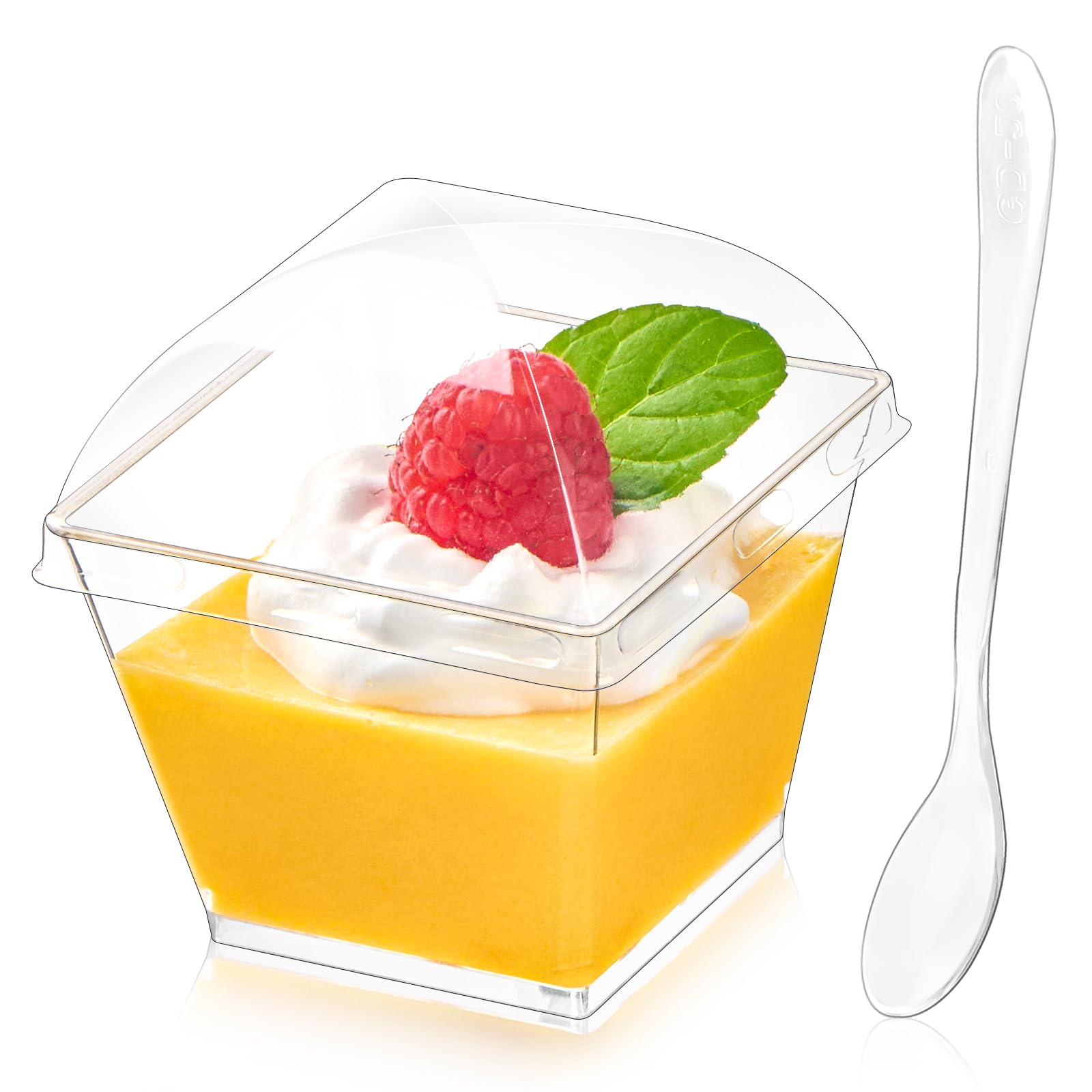 Amazon.com | Zezzxu 50 Pack 4 oz Square Dessert Cups with Dome Lids and ...