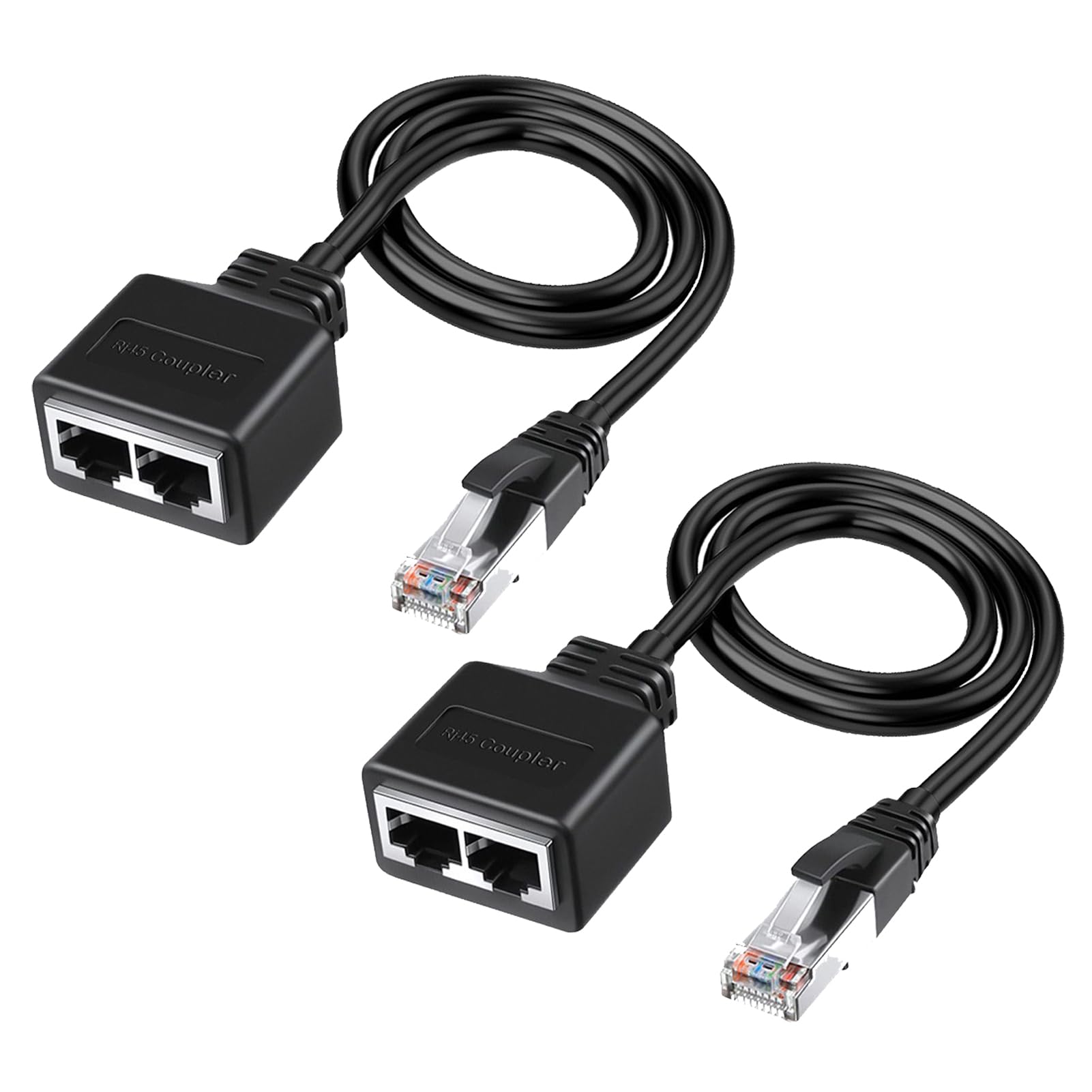 2Pcs RJ45 Ethernet Splitter 1 to 2, RJ45 Ethernet Splitter Cable ...