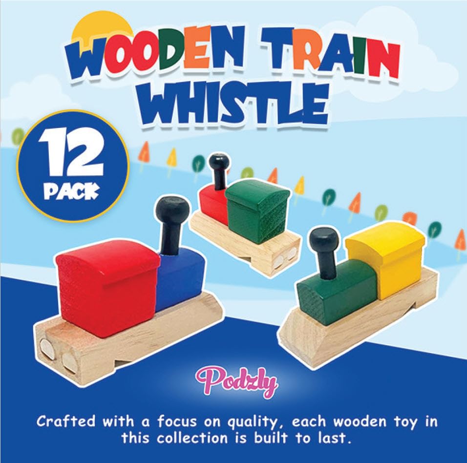 Snapklik.com : Podzly 12 Pack Of Wooden Train Whistles - Fun Noise ...
