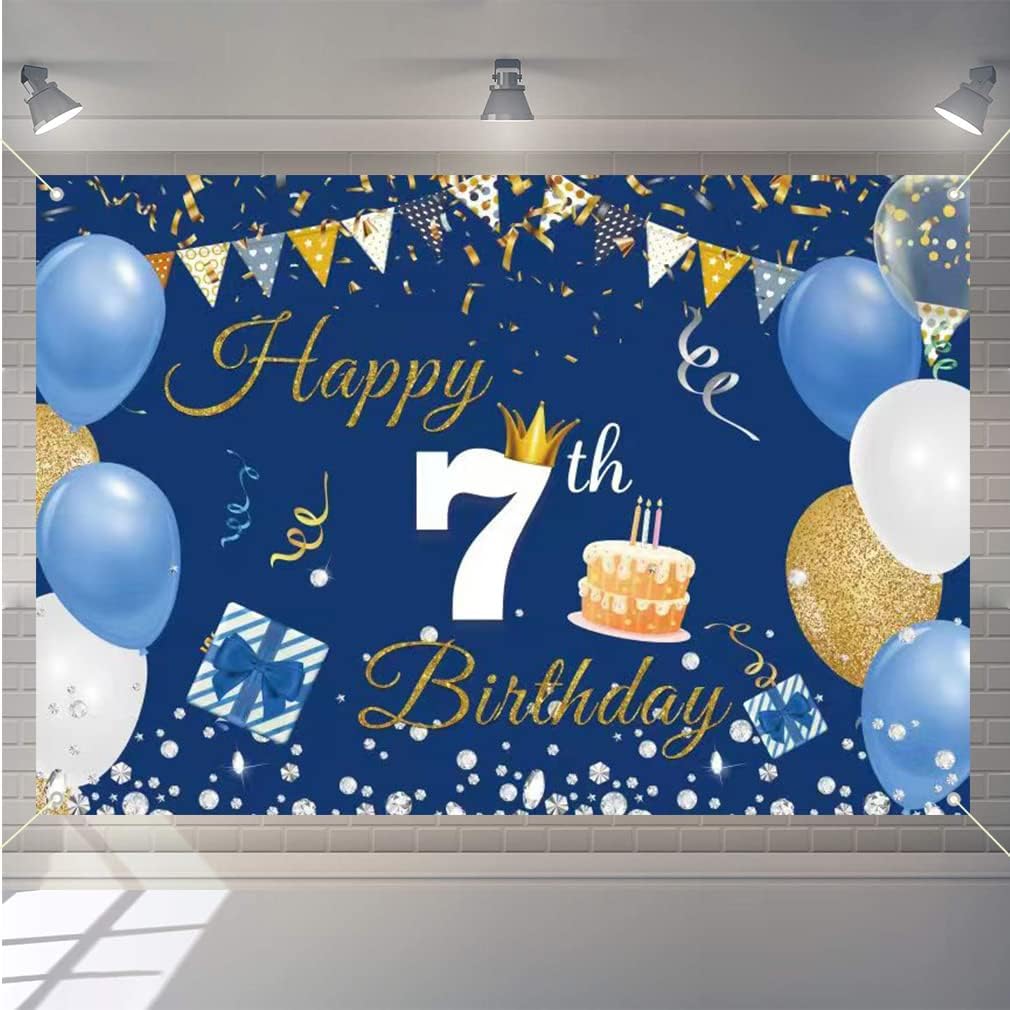 7th Birthday Decorations for Boy/Girl, 7 Years Old Backdrop Banner ...