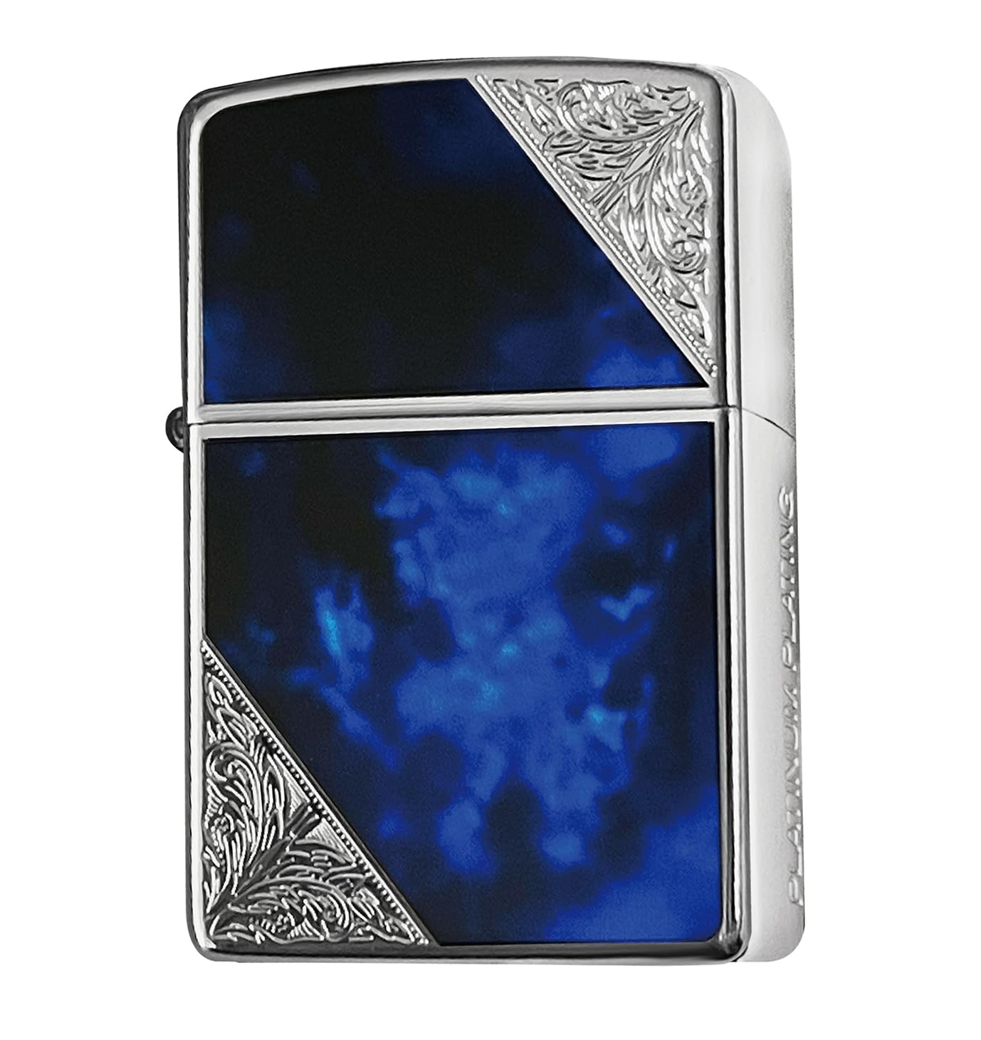 Amazon.co.jp: ZIPPO(ジッポー）2PT-MBBK プラチナ 【高級BOX付き】 シリアル 限定 唐草 (ブルー) : ファッション