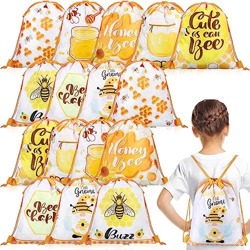 Amazon.com: Bencailor Bee Gift Bag, 16pcs Bee Themed Drawstring Bag ...