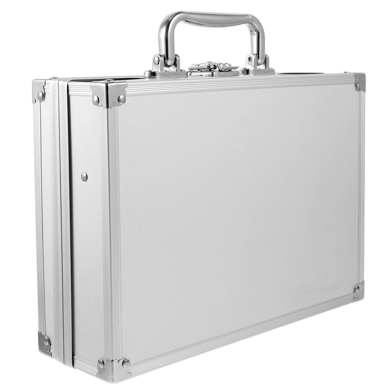Housoutil Metal Briefcase With Lock Silver Aluminum Briefcase Handheld ...