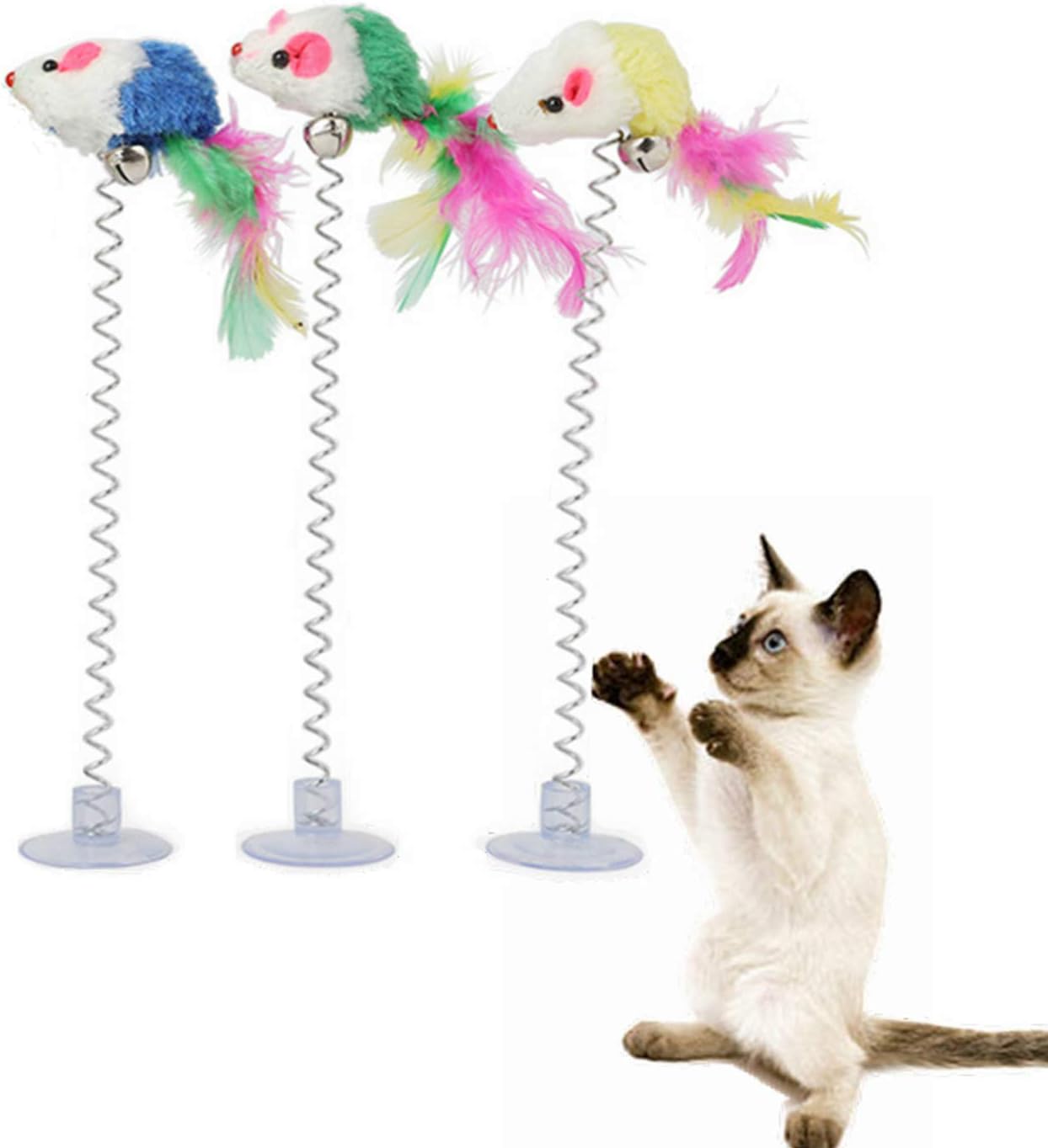 Amazon.com : Hohayo 3Pack Cat Teaser Toys Cat Feather Toys with Suction ...