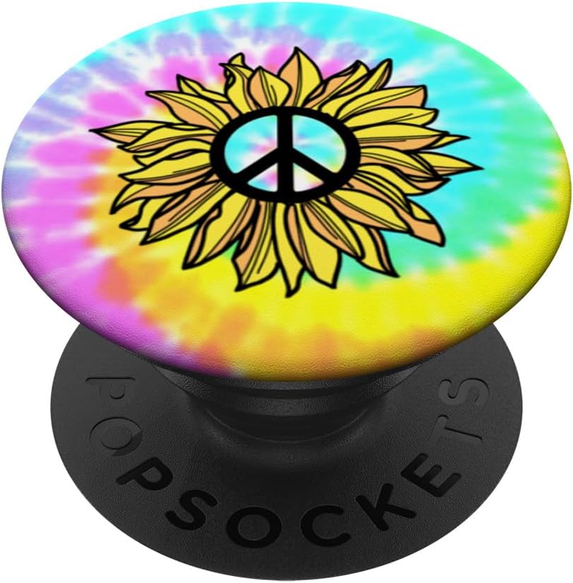 Amazon.com: Peace Sign Sunflower Tie Dye Hippie Boho PopSockets PopGrip ...