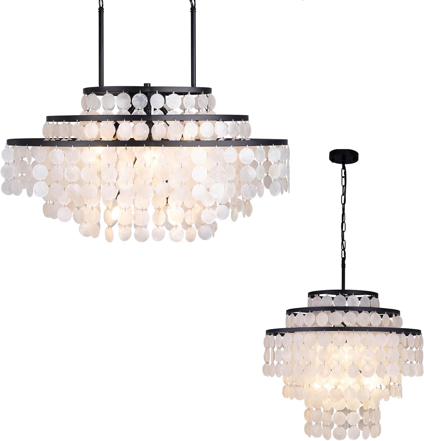 Wellmet Capiz Shell Chandelier, 6 Lights Coastal Chandelier Beach Light ...