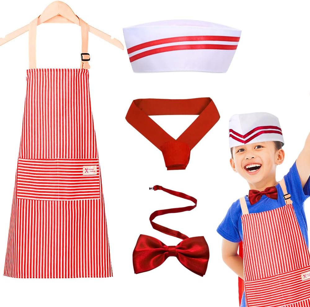 Amazon.com: SHDIEHJFMLDH 4 Pcs Waiter Costume Kit Hot Dog Soda Jerk ...