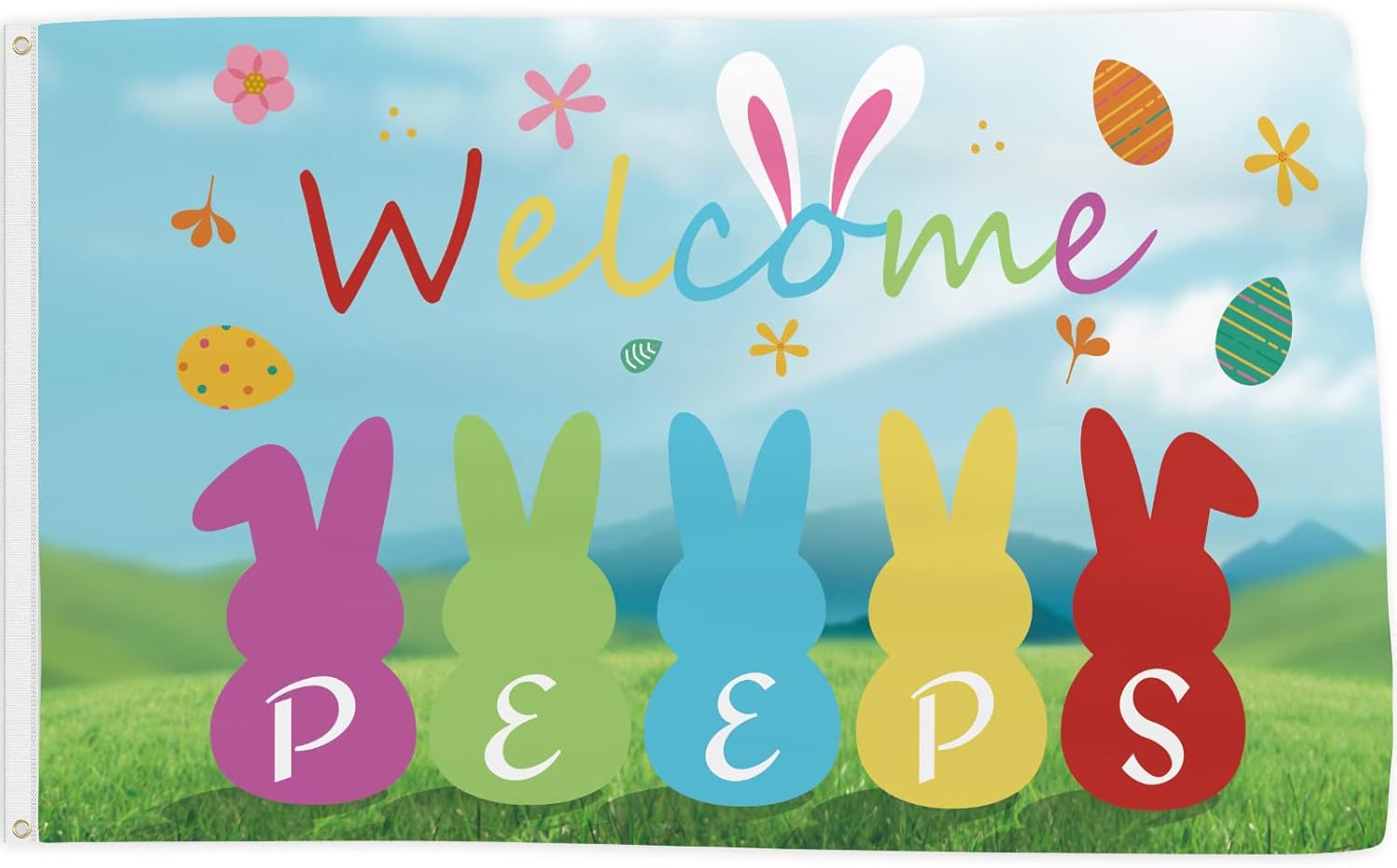Amazon.com : Probsin Welcome Peeps Flag 3x5 Ft Double Printed Easter ...