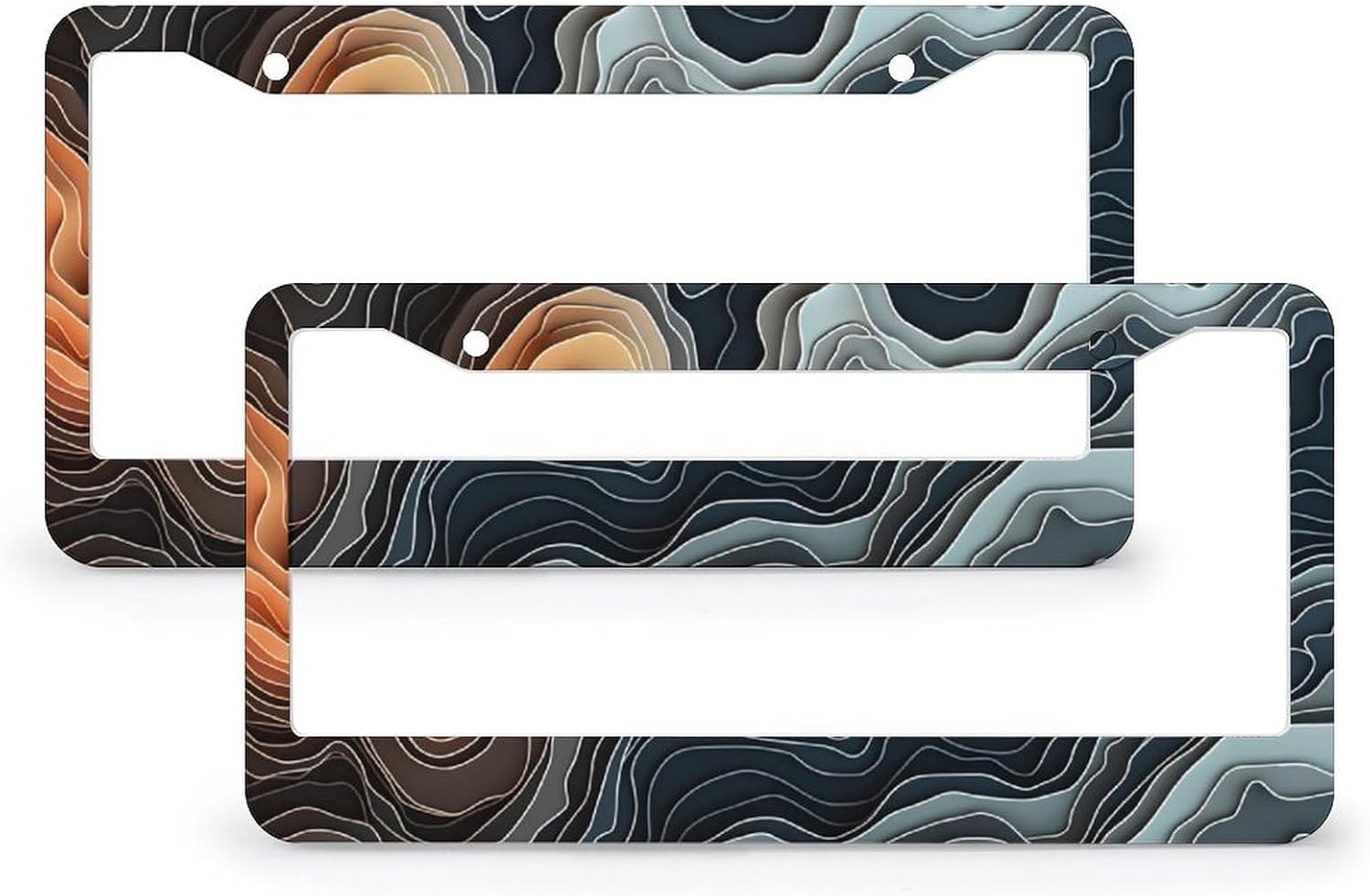 Amazon.com: LynaRei Orange Topography Map Lines License Plate Frames 2 ...