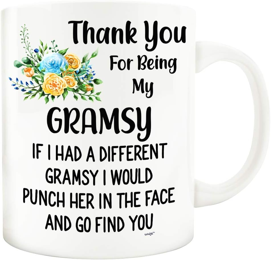 Amazon.com: Whizk Gramsy Mug - Funny Coffee Gifts Tea Cup Dear Grandma ...