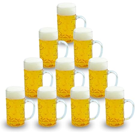 Amazon.com | Plastic Beer Mugs with Handle - Bulk Set of 6 Acrylic Beer ...