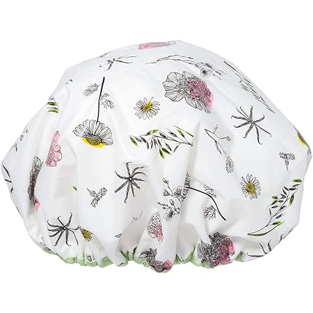 Amazon.com : Reusable Nylon Shower Cap & Bath Cap, Reversible Oversized ...