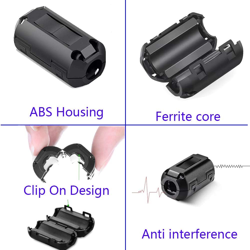 10pcs Clip-on Ferrite Ring Core Bead RFI EMI Noise Suppressor High ...
