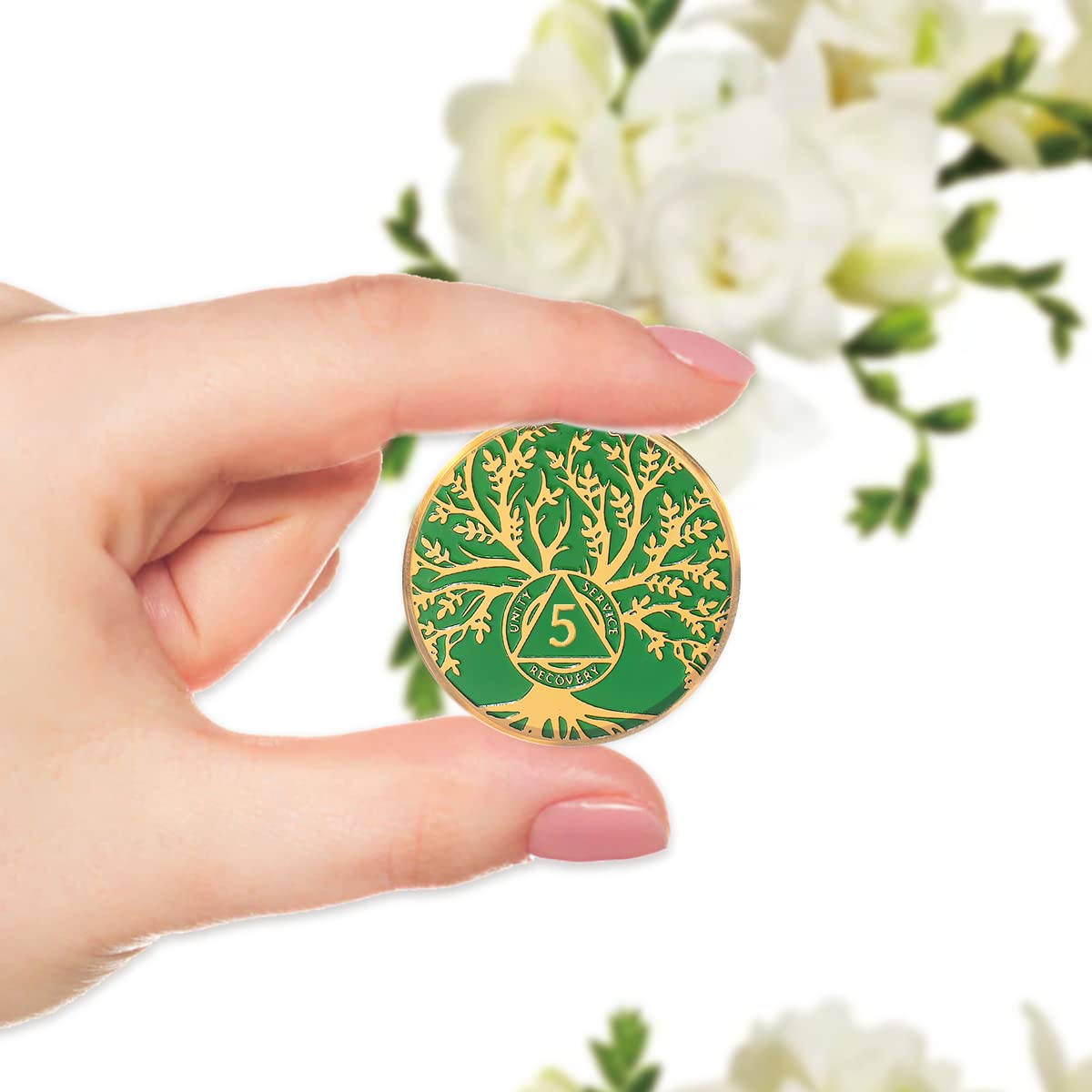 Snapklik.com : 5 Years Sobriety Chip,Tree Of Life One Chip,AA Recovery ...